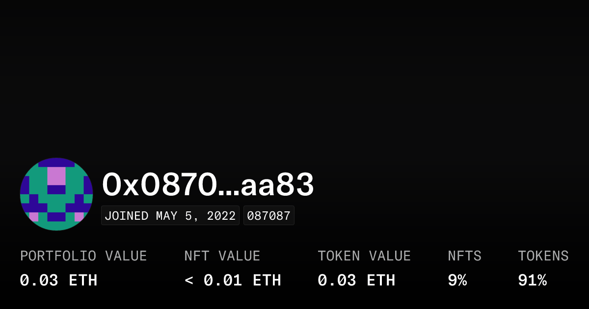 0x087087d93c805cca3f9851757ed30b5e9bcdaa83 - Profile | OpenSea