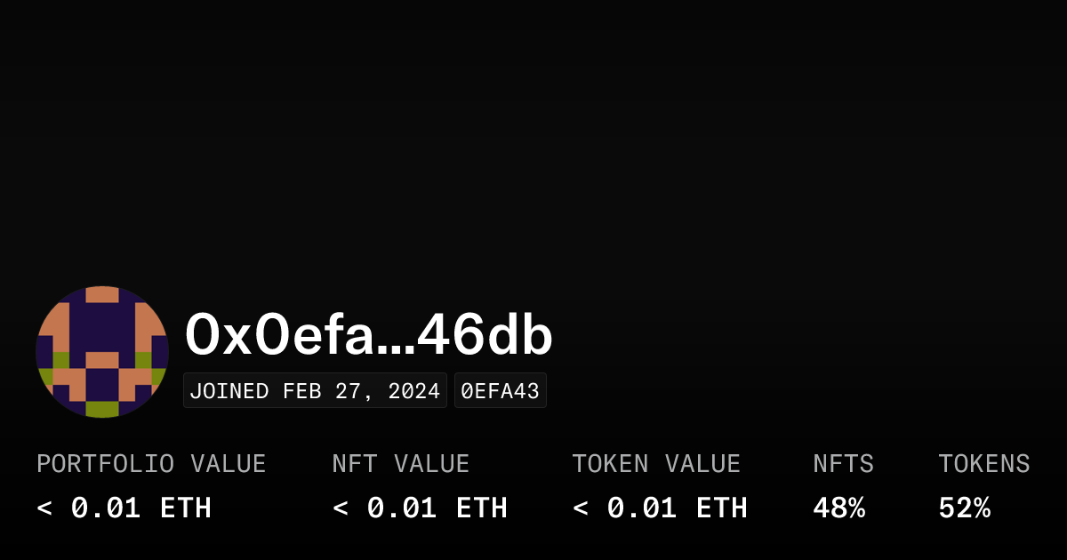 0x0efa432d2830f9fb4a5667559cb28d8b0b2046db - Profile | OpenSea