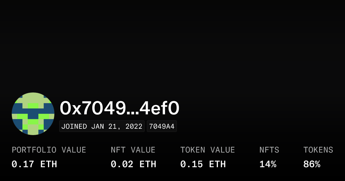 0x7049a4d9b41aeb79b3cc6d2d538c6fd9add24ef0 - Profile | OpenSea