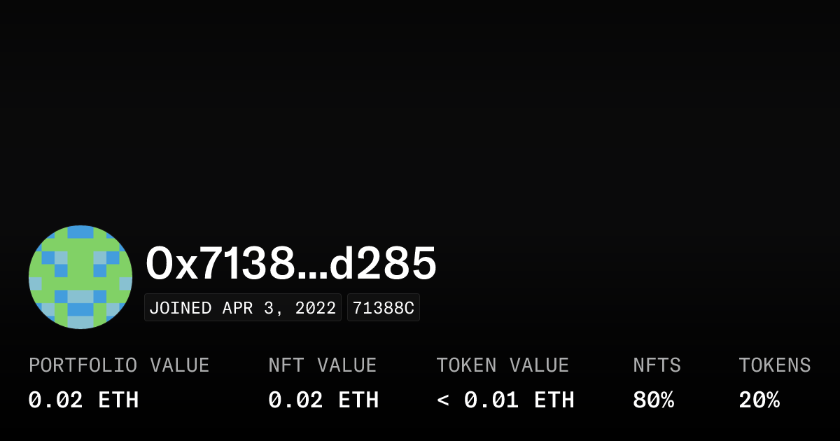 0x71388c78cc0ea5206b251b10cda4e70aec7ed285 - Profile | OpenSea