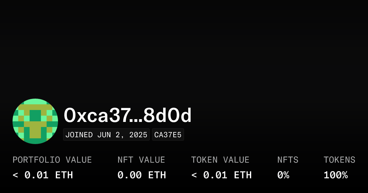 0xca37e5f4e45255031402da7c6d9a1dd64aaa8d0d - Profile | OpenSea