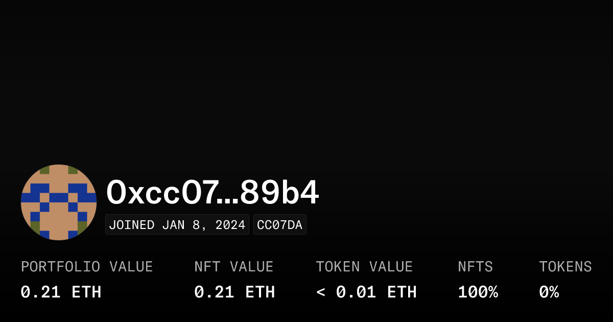 0xcc07da620a1dec3a9573c34fe12126d7811289b4 - Profile | OpenSea