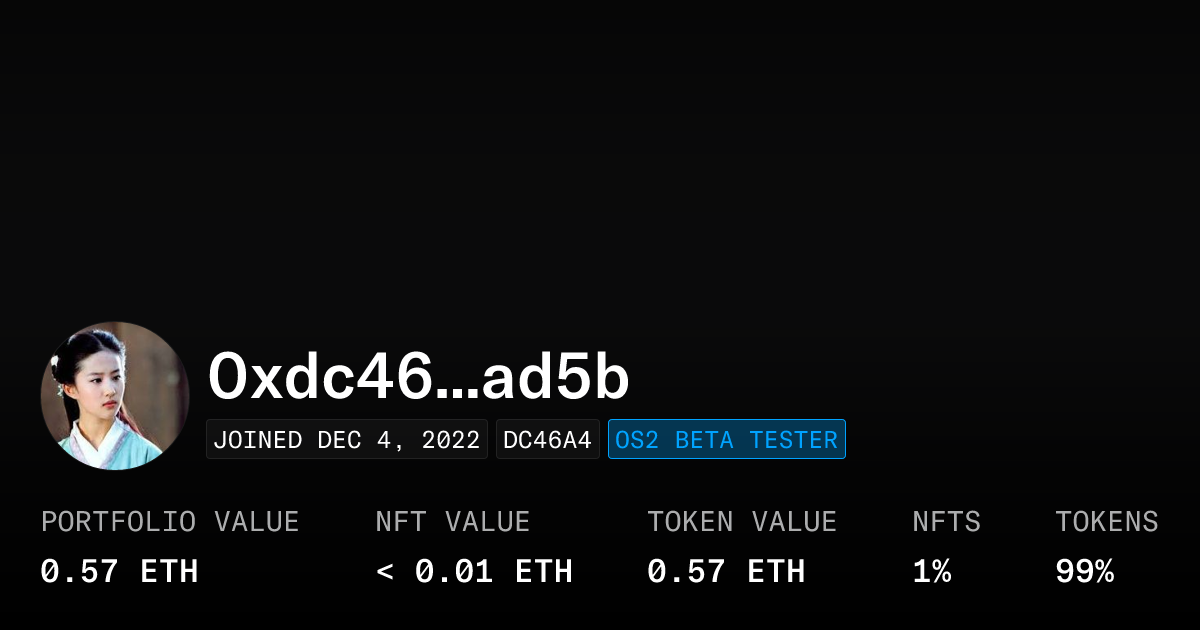 0xdc46a4b5da3c4bbdd3fd8e0ffcdbede9bb05ad5b - 个人资料 | OpenSea
