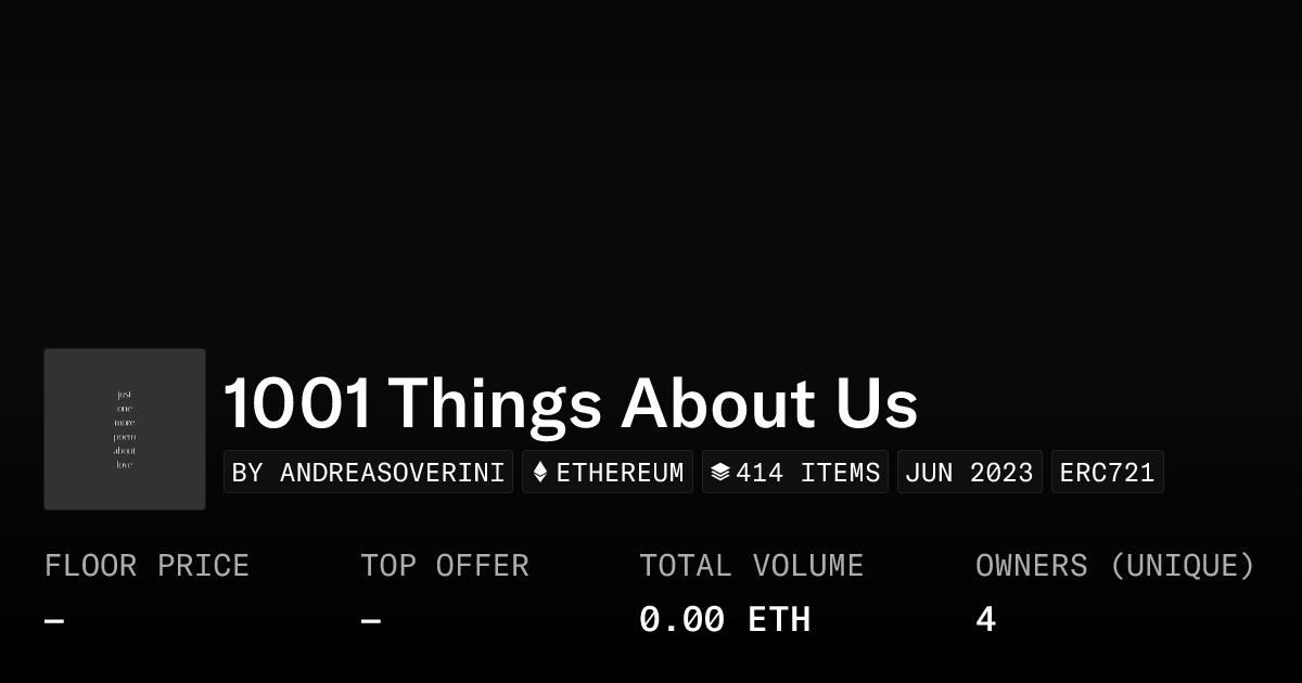 1001 Things About Us - Collection | OpenSea