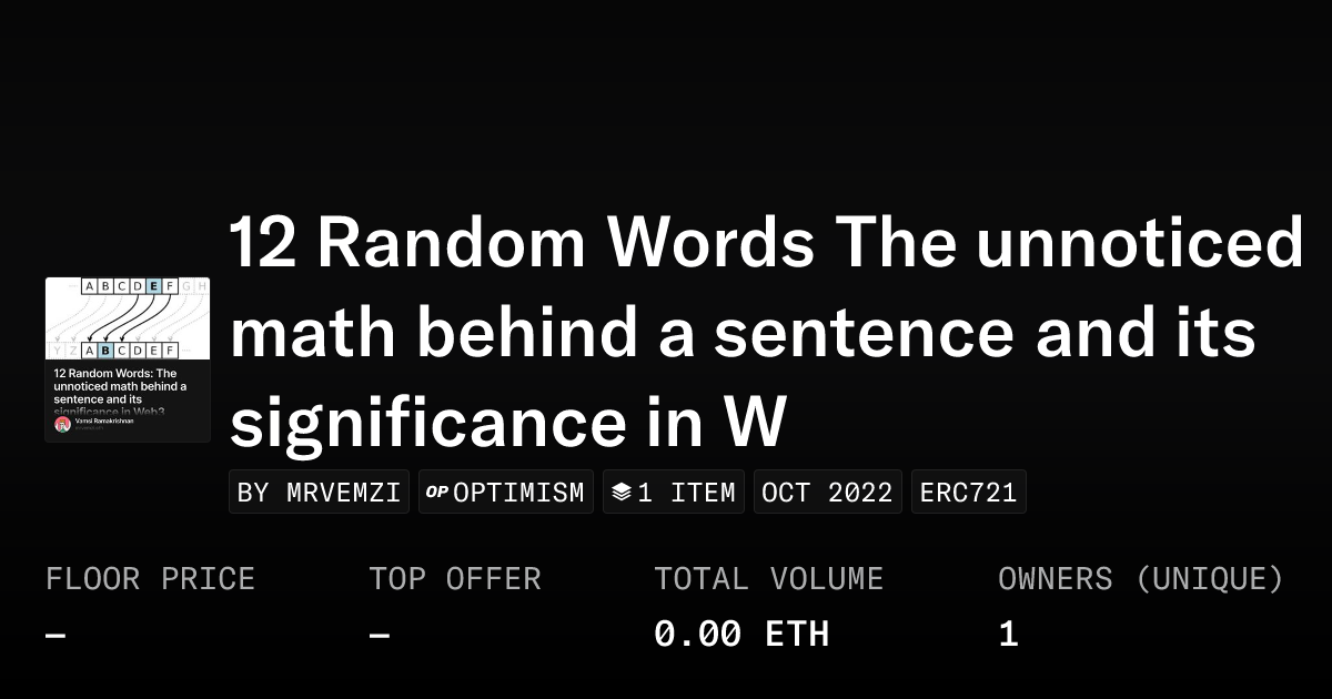 12 Random Words The unnoticed math behind a sentence and its significance in W - Collection ...