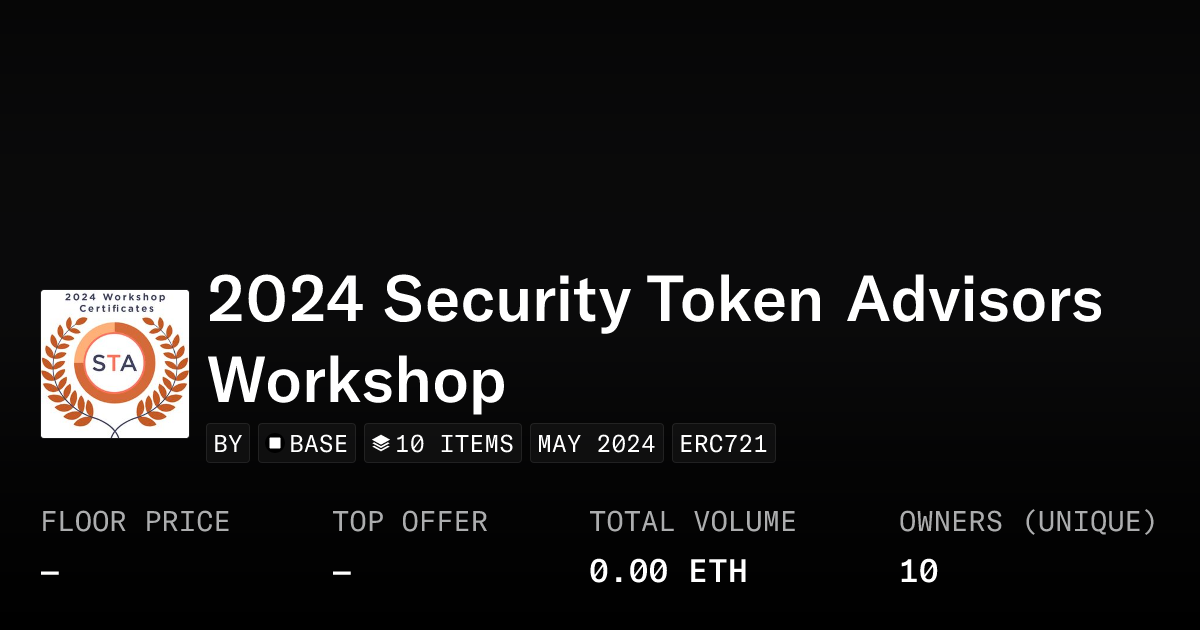 2024 Security Token Advisors Workshop - Collection | OpenSea