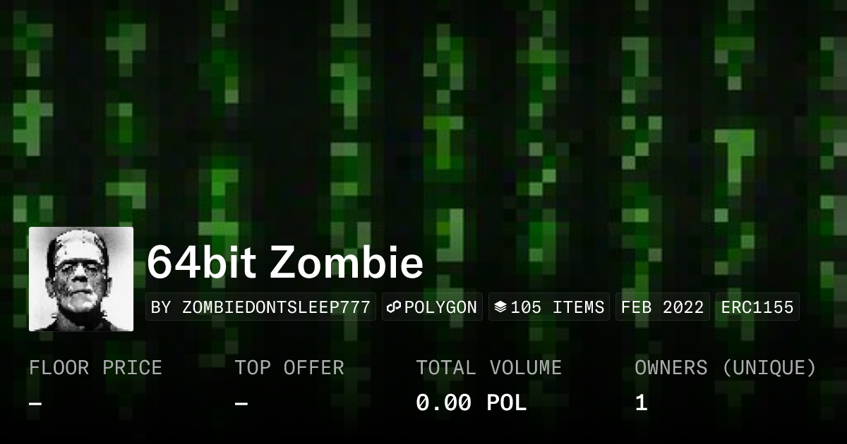64bit Zombie - Collection | OpenSea
