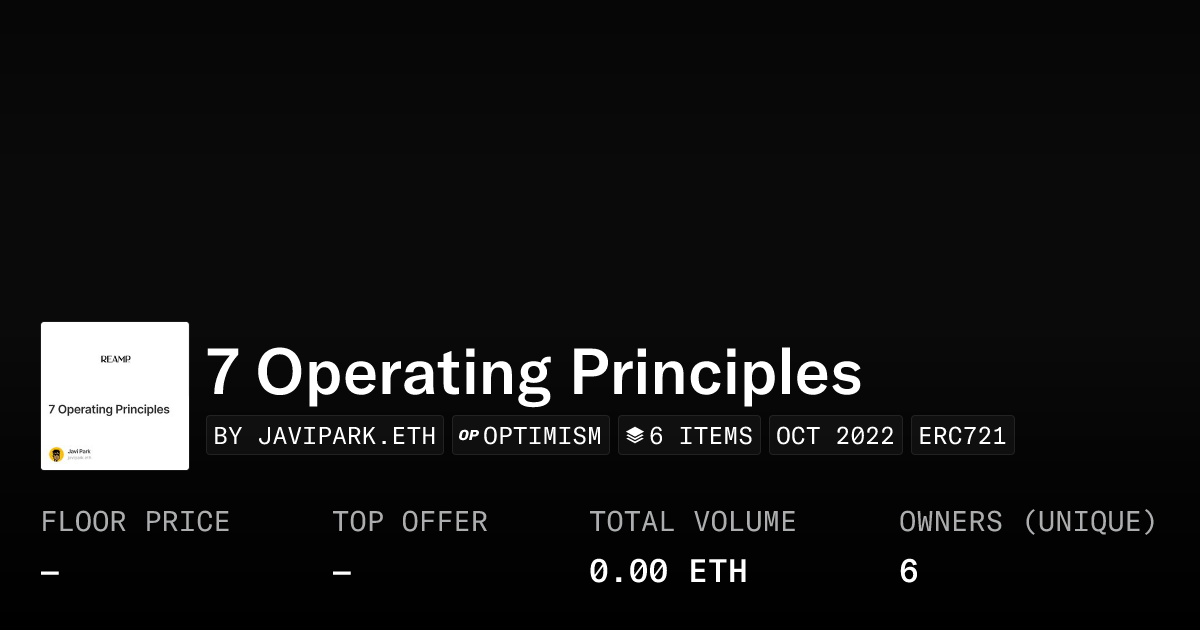 7 Operating Principles - Collection | OpenSea