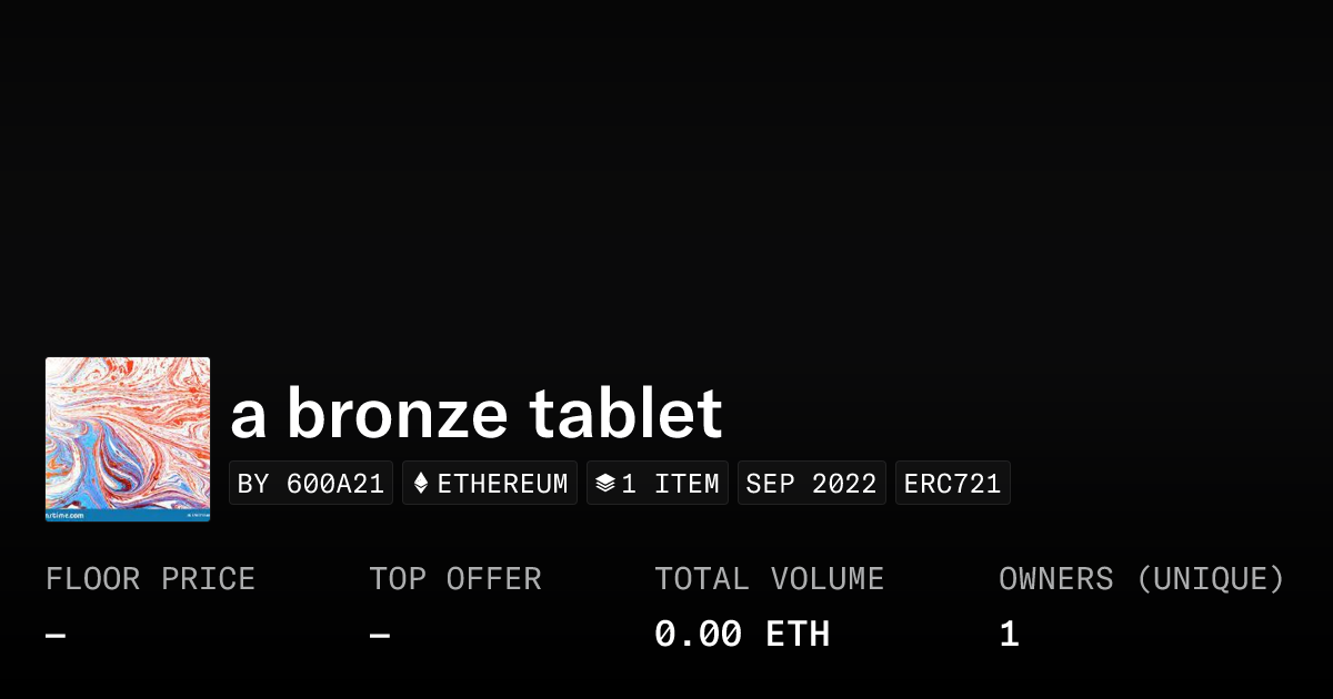 a bronze tablet - Collection | OpenSea