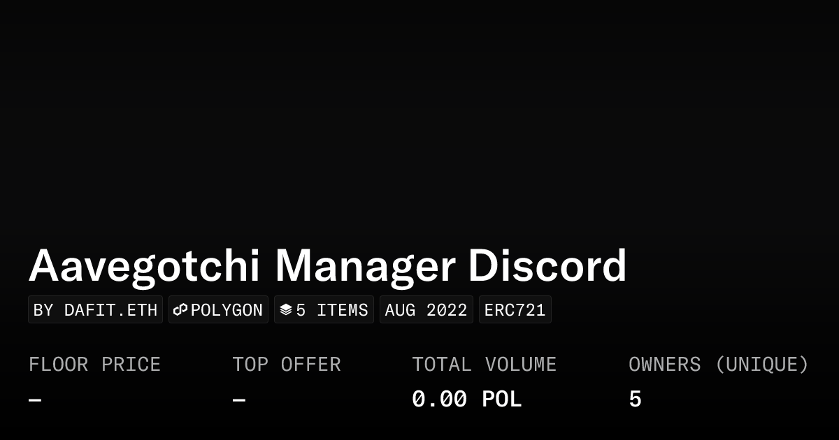Aavegotchi Manager Discord - Collection | OpenSea