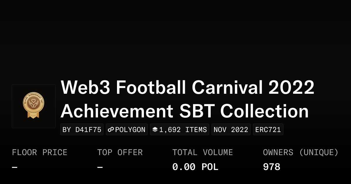 Web3 Football Carnival 2022 Achievement SBT Collection - Collection | OpenSea