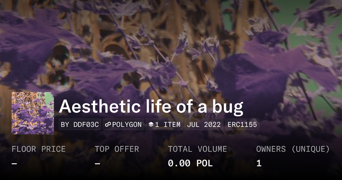 Aesthetic life of a bug - Collection | OpenSea