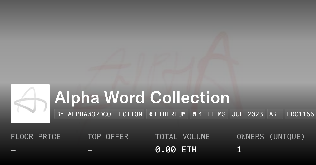 Alpha Word Collection - Collection | OpenSea