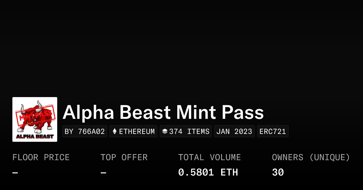 Alpha Beast Mint Pass - Collection | OpenSea