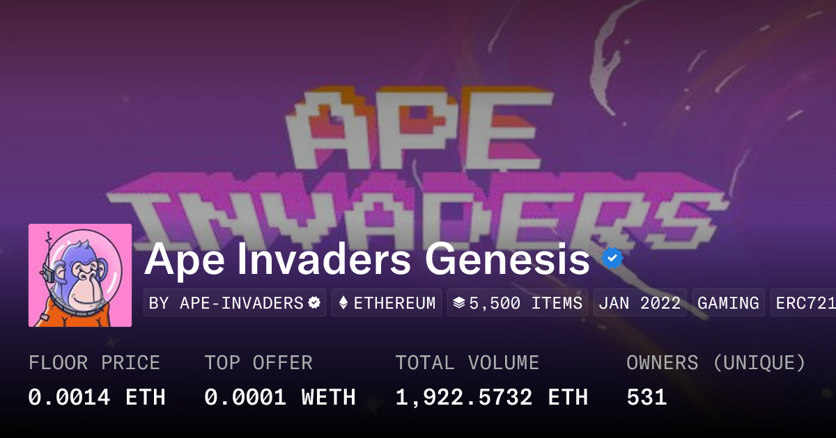 Ape Invaders Genesis - Collection | OpenSea