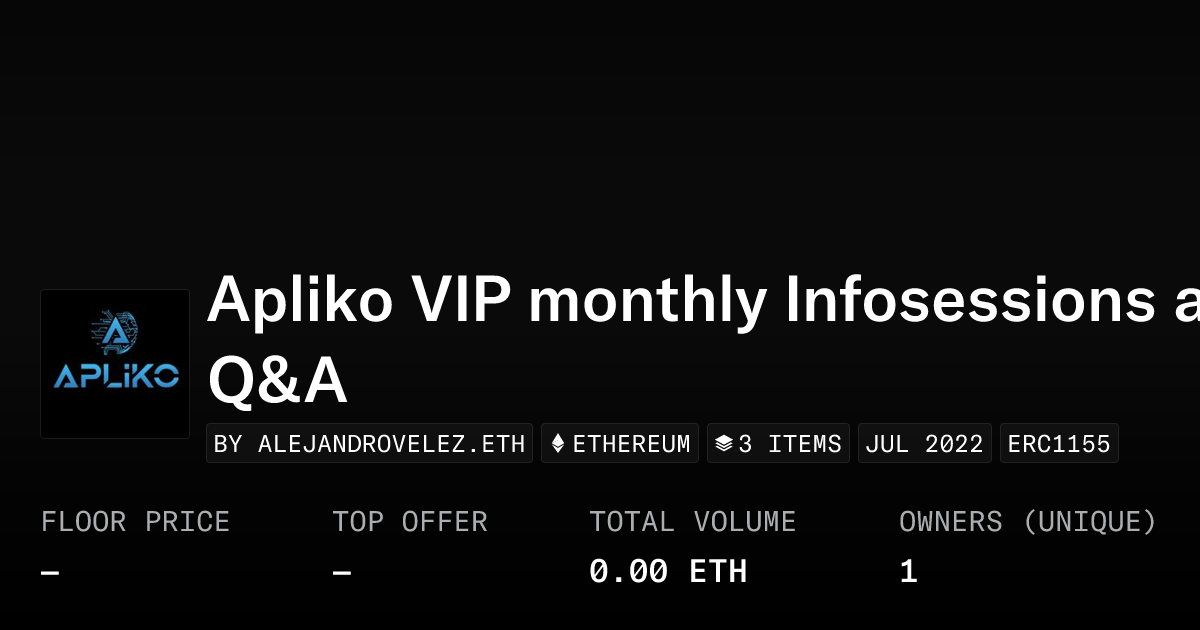Apliko VIP monthly Infosessions and Q&A - Collection | OpenSea