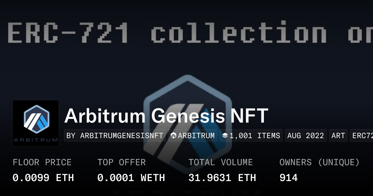 Arbitrum Genesis NFT 0.022 ETH - Collection | OpenSea