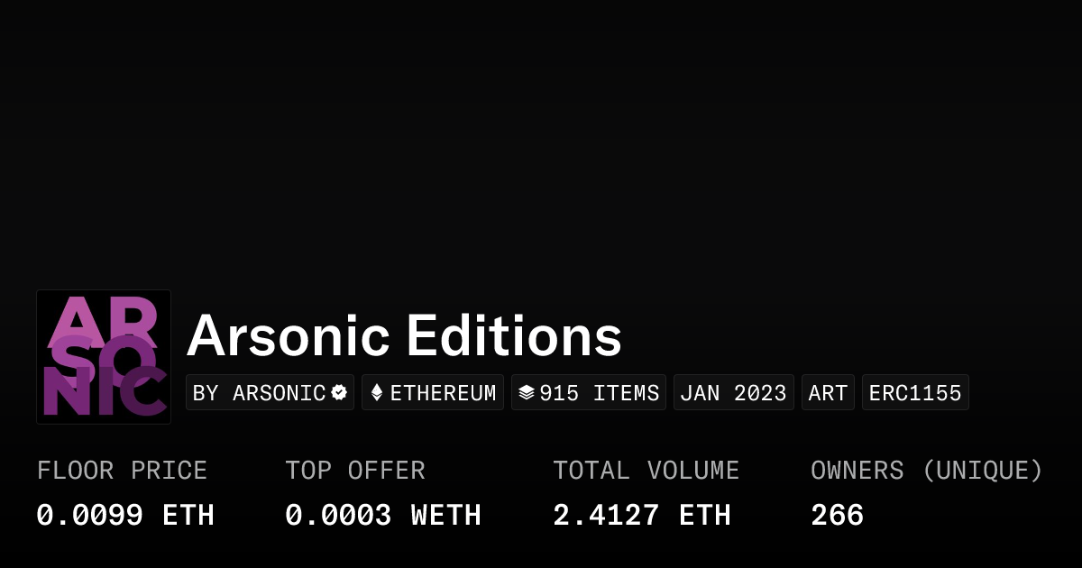 Arsonic Editions - Collection | OpenSea