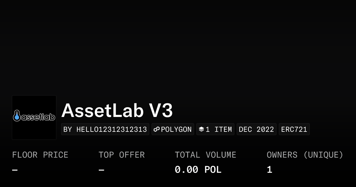 AssetLab V3 - Collection | OpenSea