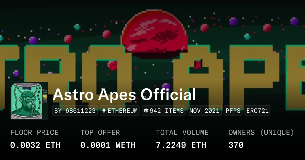 Astro Apes Official 0.0032 ETH - Collection | OpenSea