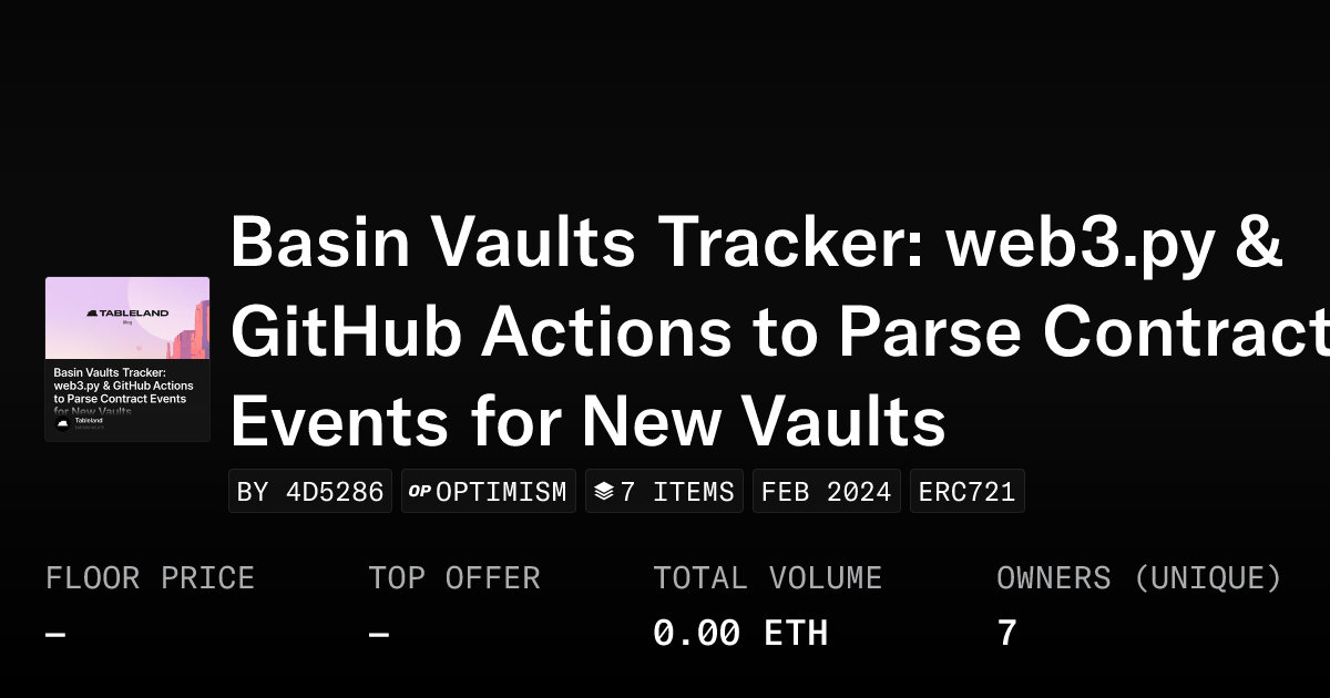 Basin Vaults Tracker: web3.py & GitHub Actions to Parse Contract Events for New Vaults ...