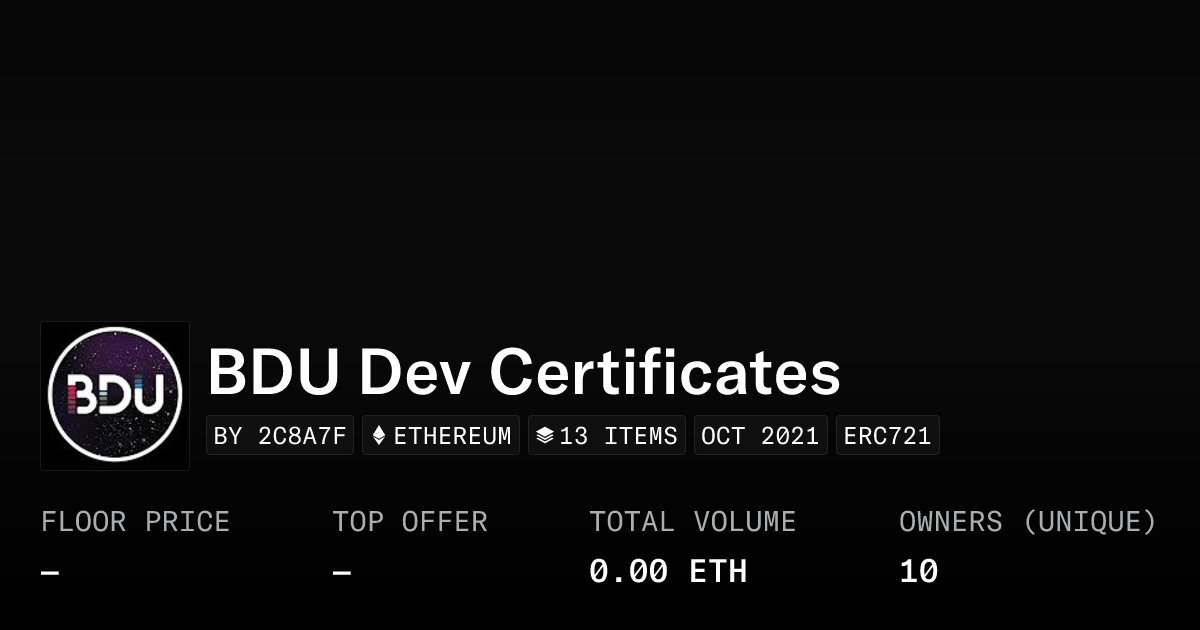BDU Dev Certificates - Collection | OpenSea
