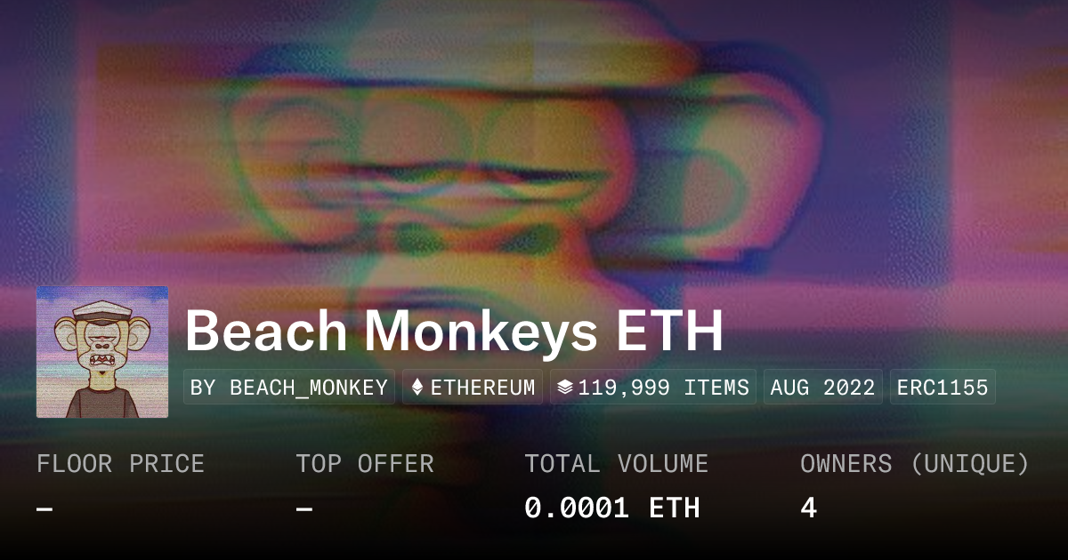 Beach Monkeys ETH - Collection | OpenSea