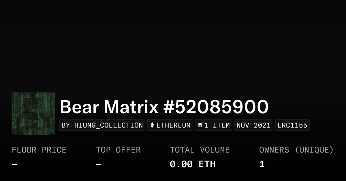 Bear Matrix #52085900 - Collection | OpenSea