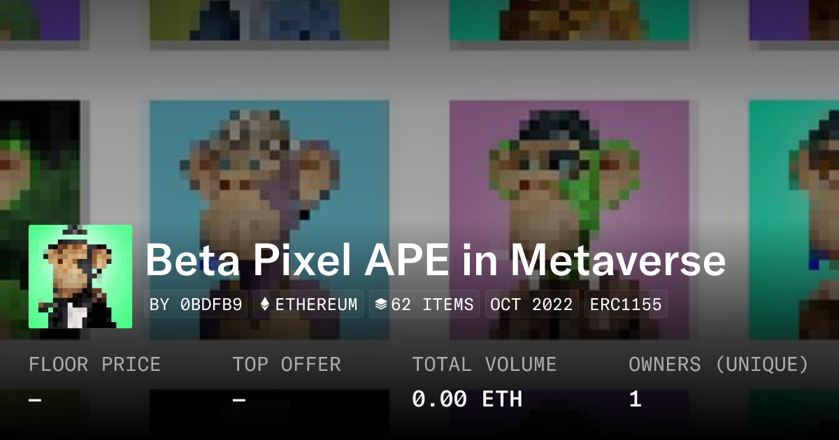 Beta Pixel APE in Metaverse - Collection | OpenSea
