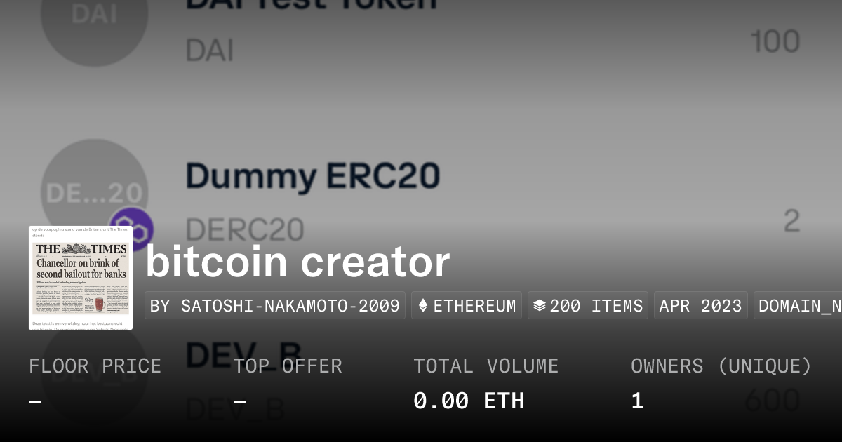 bitcoin creator - Collection | OpenSea