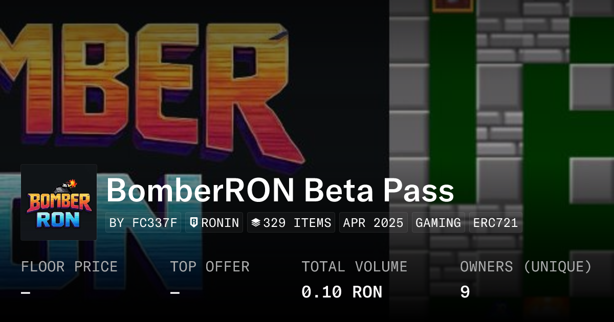 BomberRON Beta Pass - Collection | OpenSea