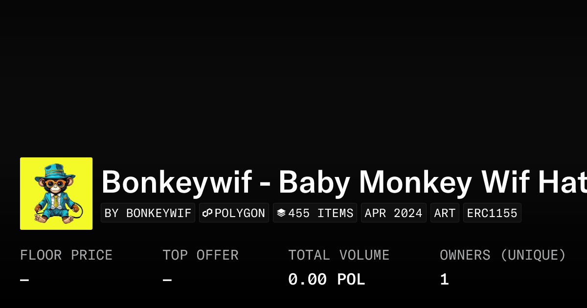 Bonkeywif - Baby Monkey Wif Hat - Collection | OpenSea