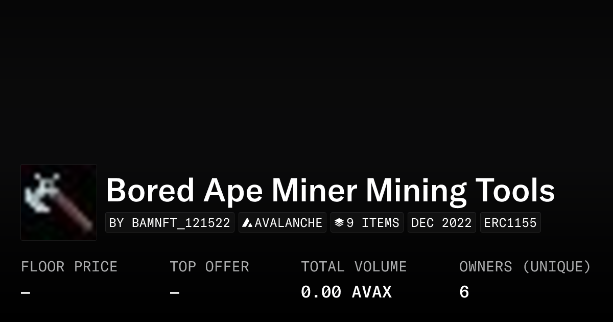 Bored Ape Miner Mining Tools - Collection | OpenSea