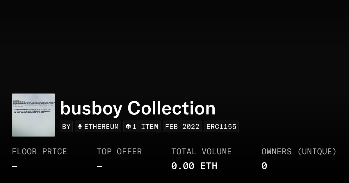 busboy Collection - Collection | OpenSea