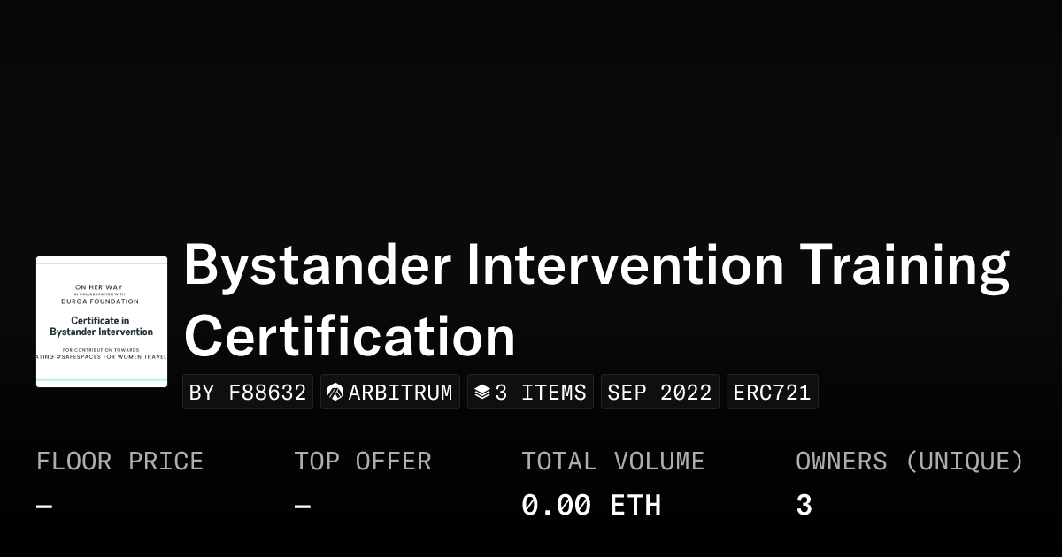 Bystander Intervention Training Certification - Collection | OpenSea