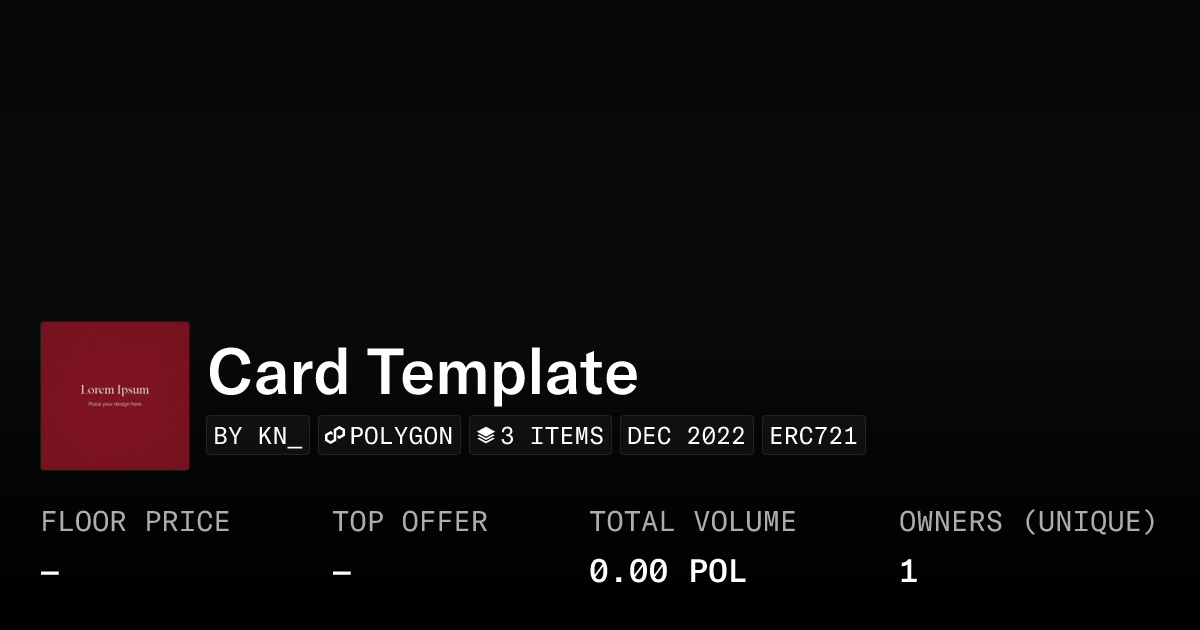 Card Template - Collection | OpenSea