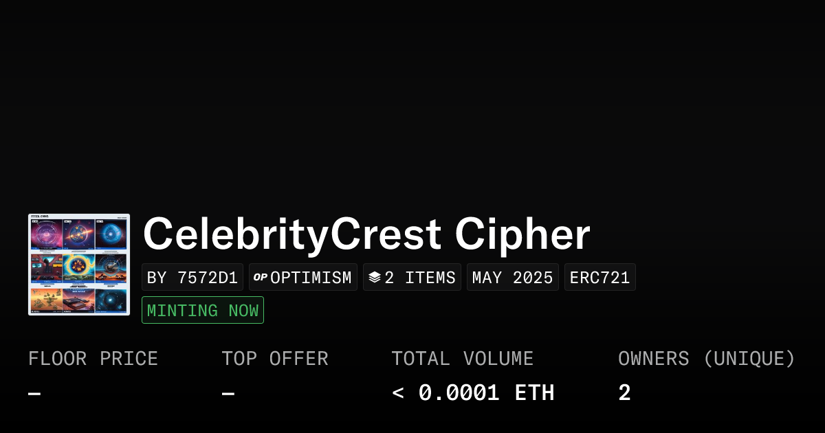 CelebrityCrest Cipher - Collection | OpenSea