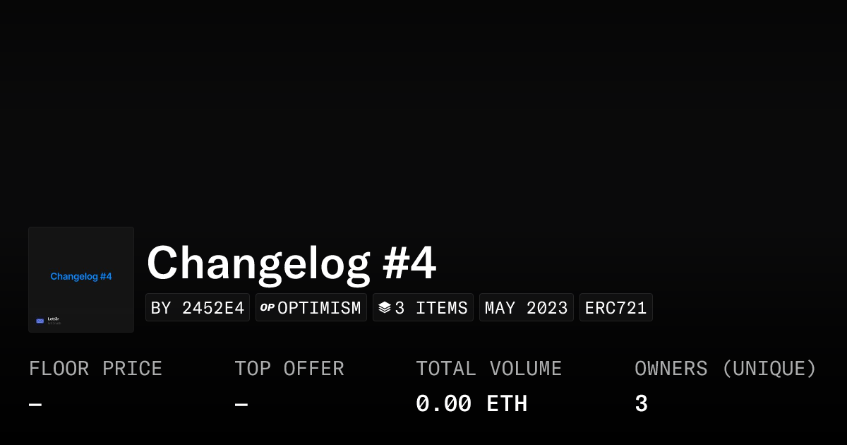 Changelog #4 - Collection | OpenSea