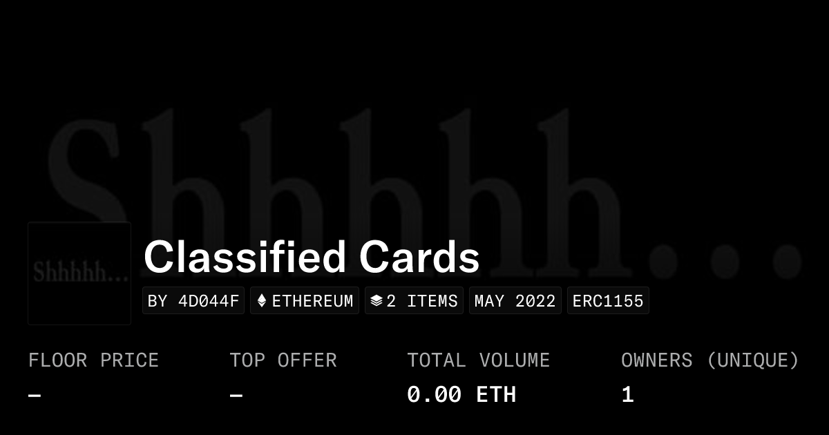 Classified Cards - Collection | OpenSea