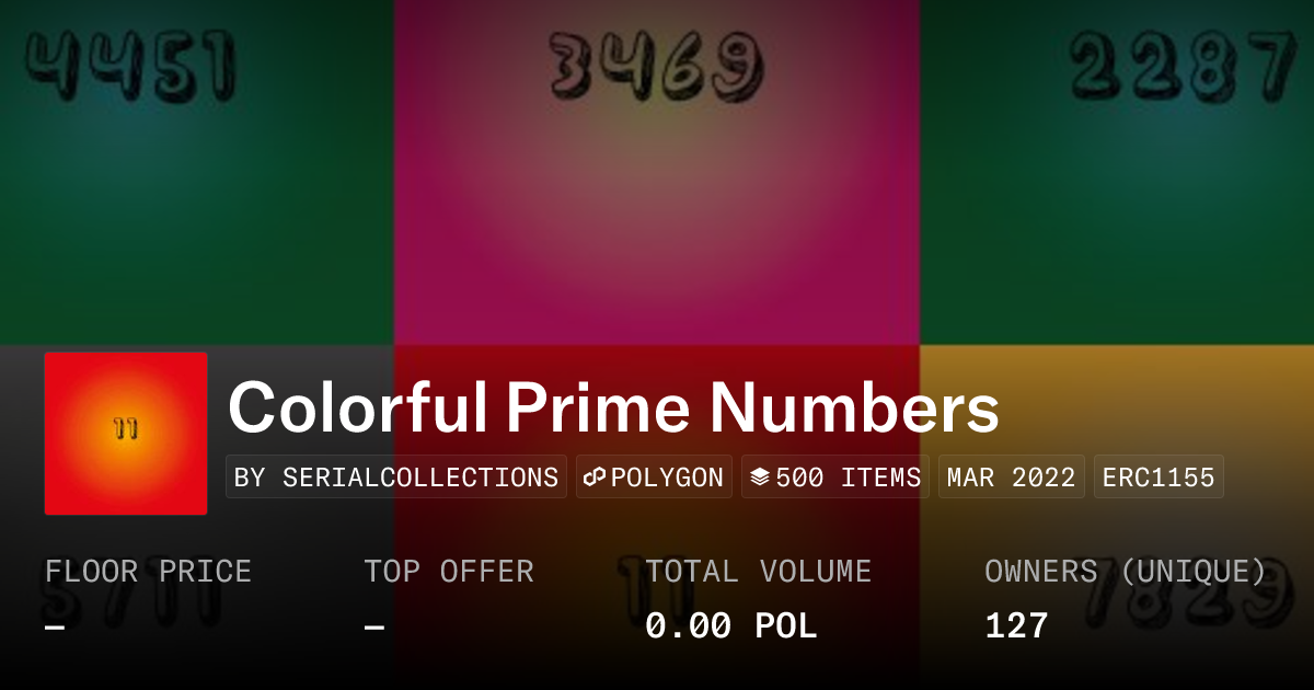 Colorful Prime Numbers - Collection | OpenSea