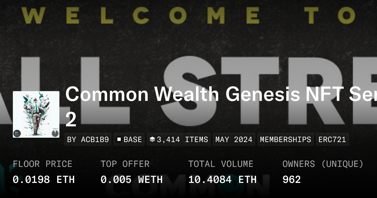 Common Wealth Genesis NFT Series 2 - Collection | OpenSea