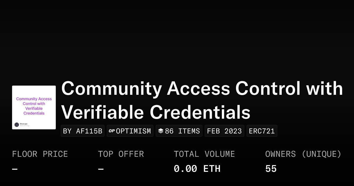 Community Access Control with Verifiable Credentials - Collection | OpenSea