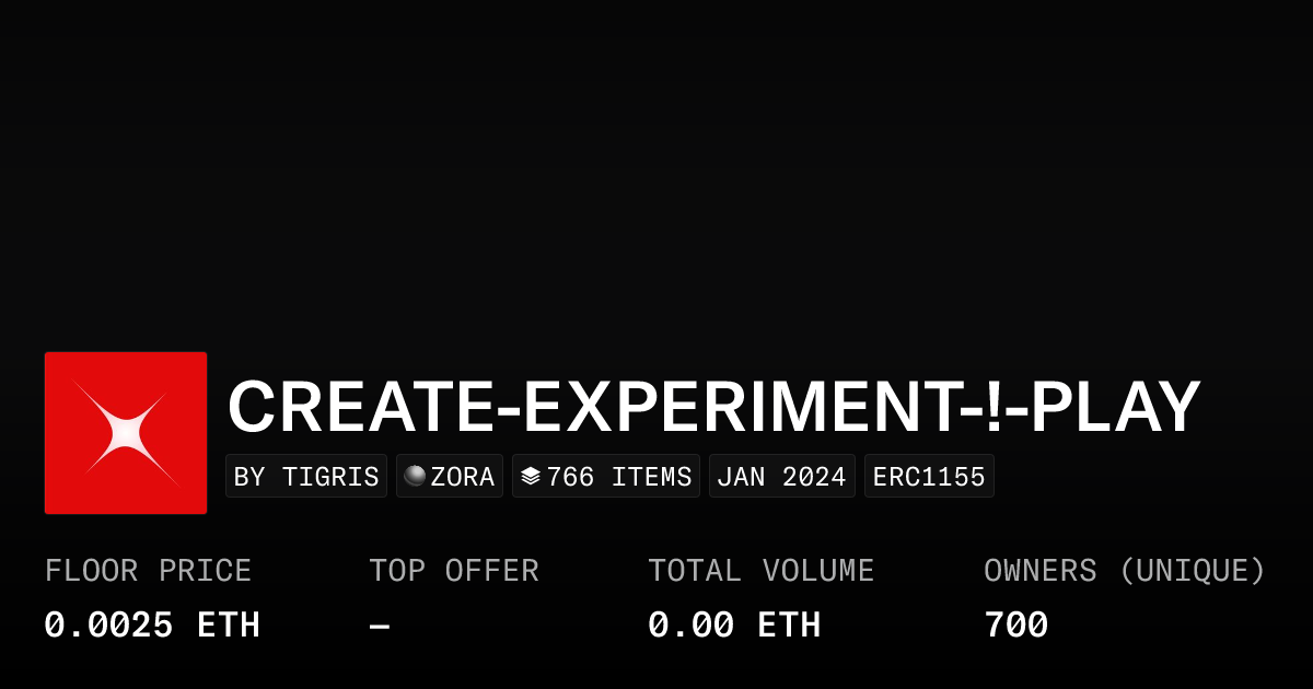 CREATE-EXPERIMENT-!-PLAY 0.0025 ETH - Collection | OpenSea