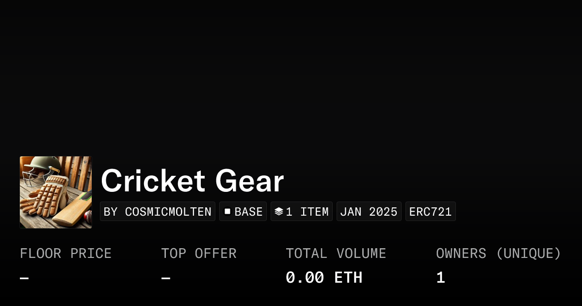 Cricket Gear - Collection | OpenSea