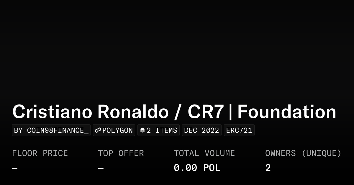 Cristiano Ronaldo / CR7 | Foundation - Collection | OpenSea