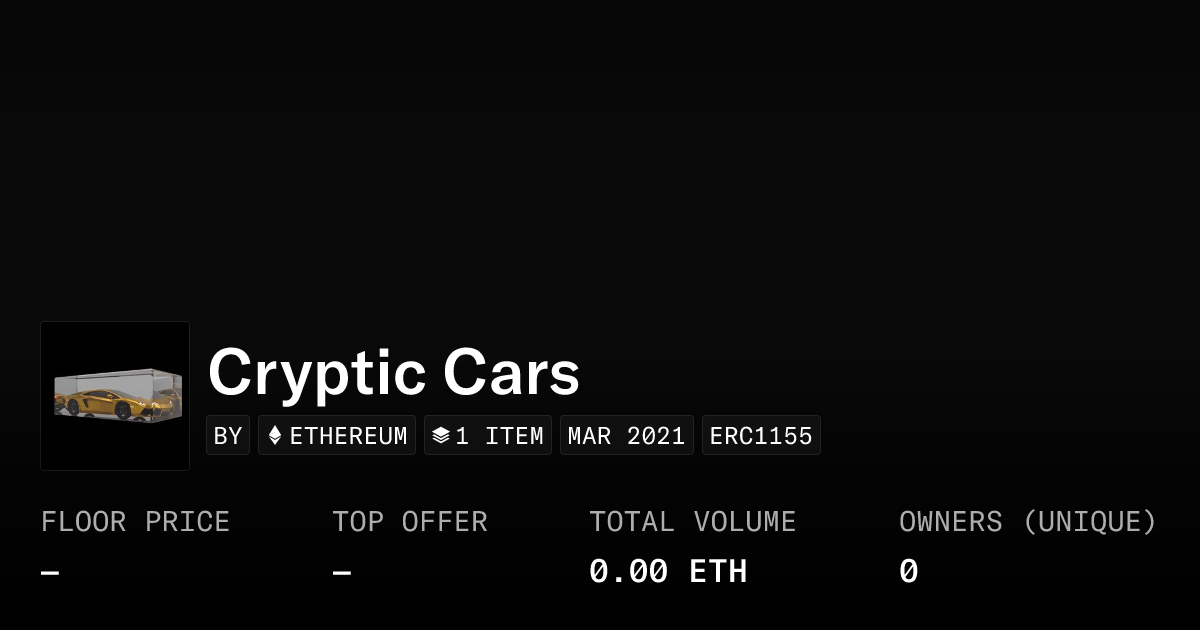 Cryptic Cars - Collection | OpenSea