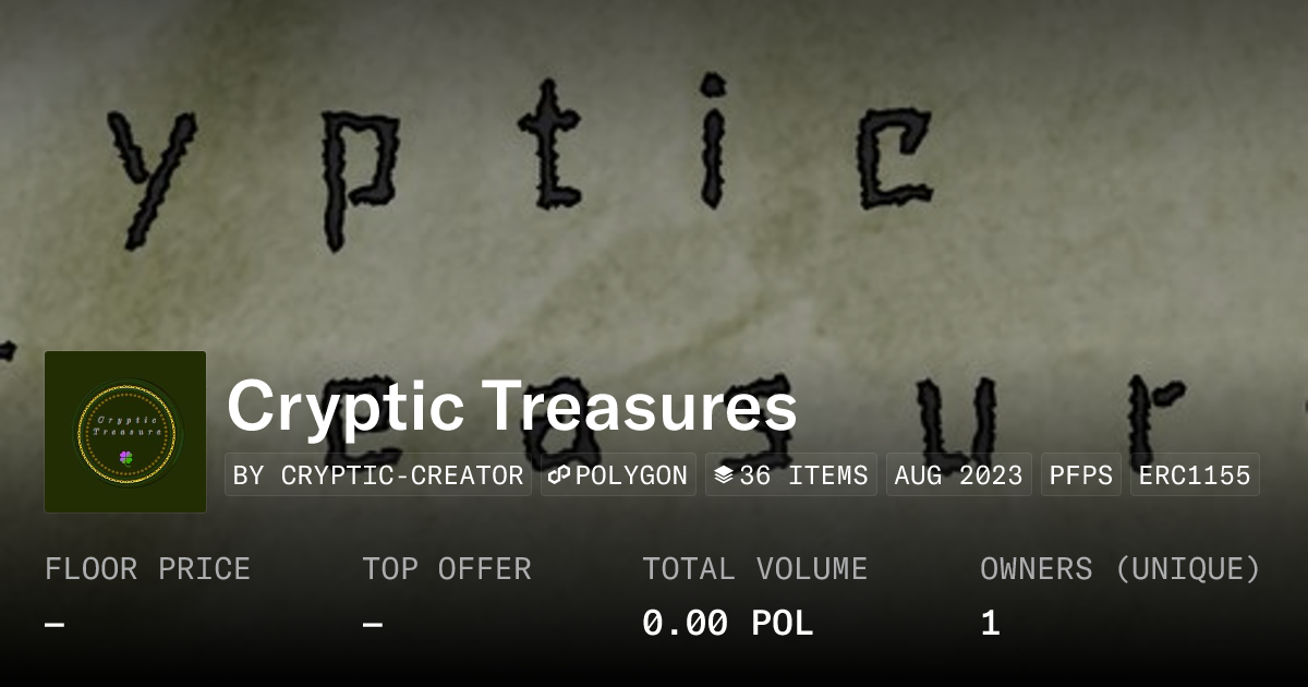 Cryptic Treasures - Collection | OpenSea