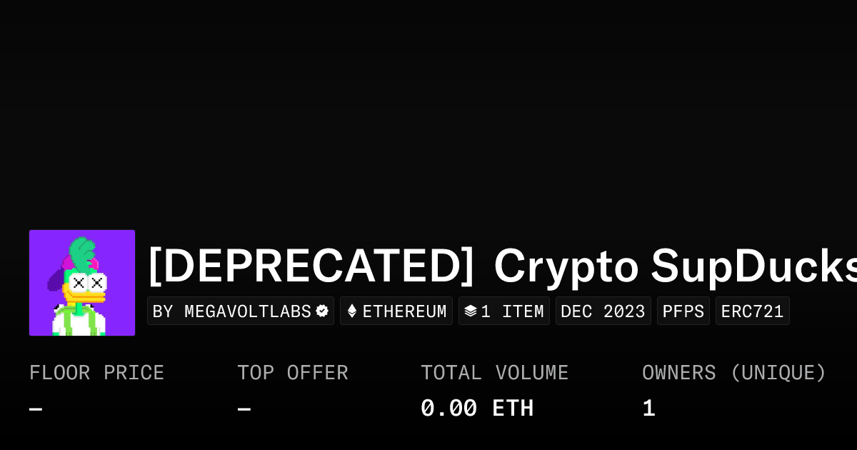 [DEPRECATED] Crypto SupDucks - Collection | OpenSea