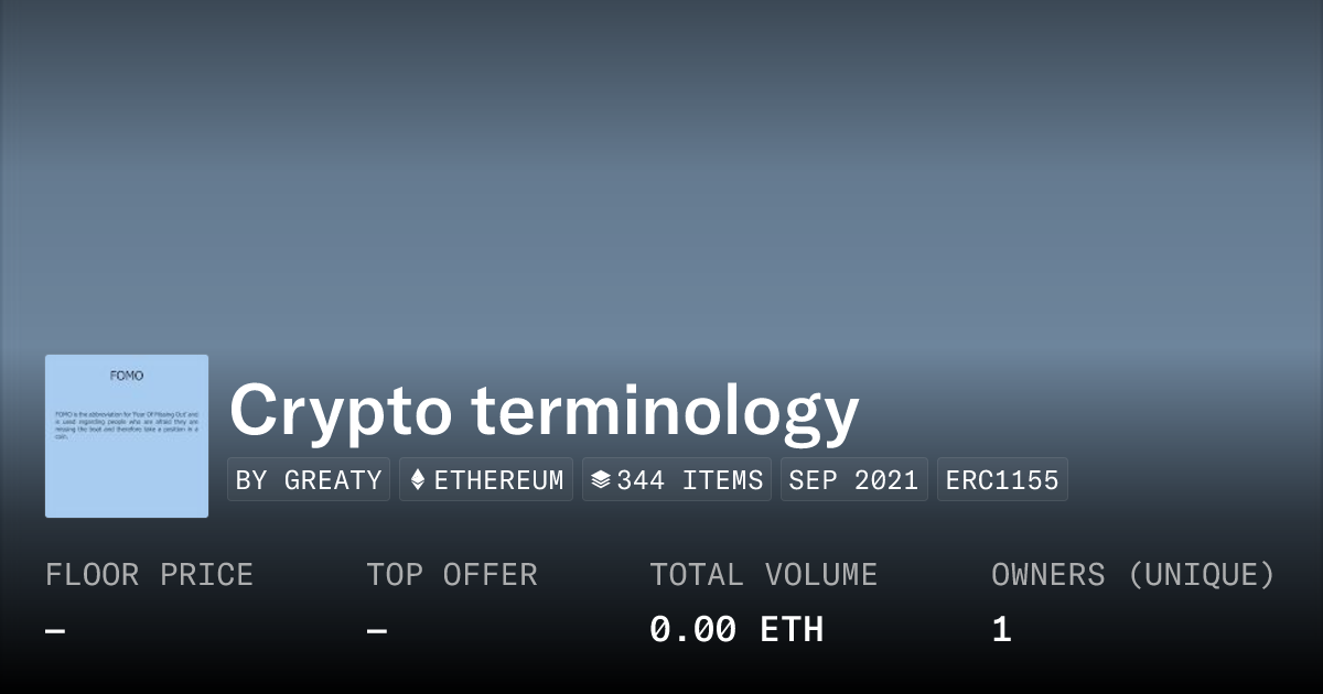 Crypto terminology - Collection | OpenSea