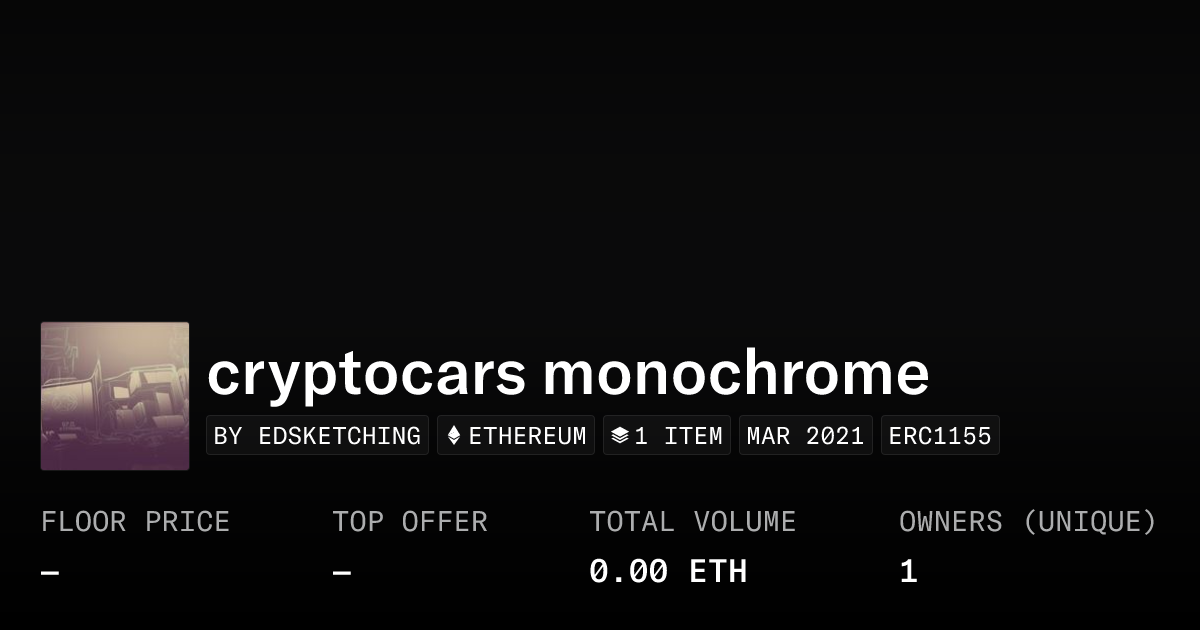 cryptocars monochrome - Collection | OpenSea